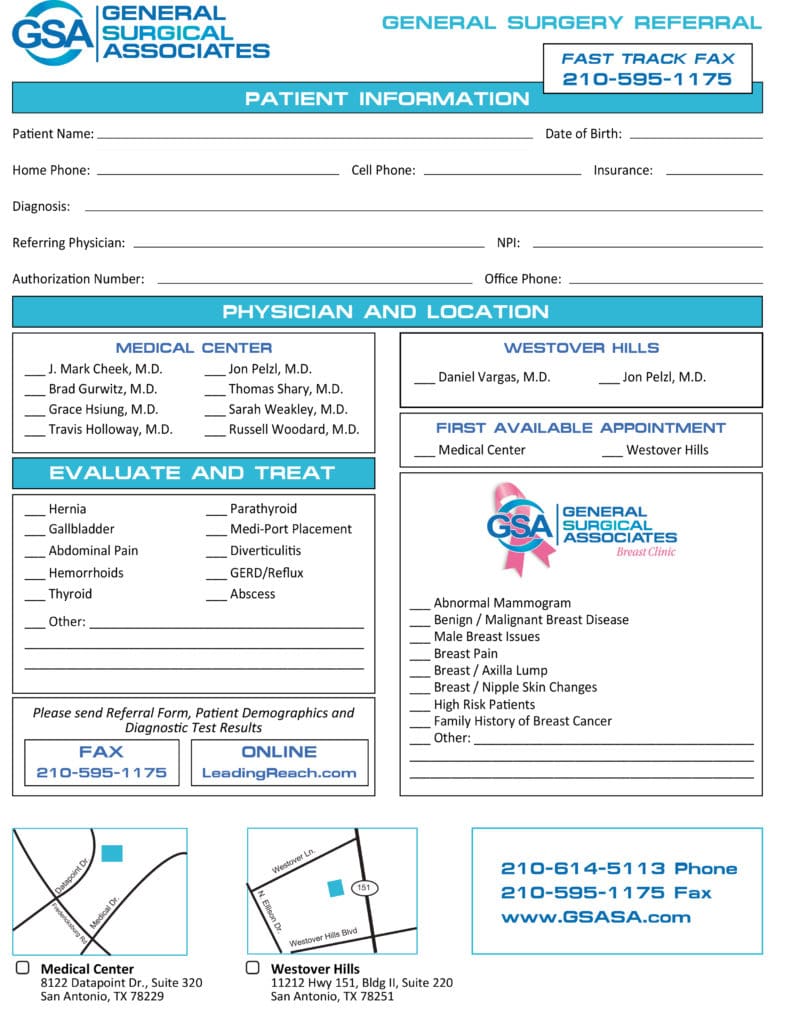 General Surgical Associates | Referring Physicians Info San Antonio TX